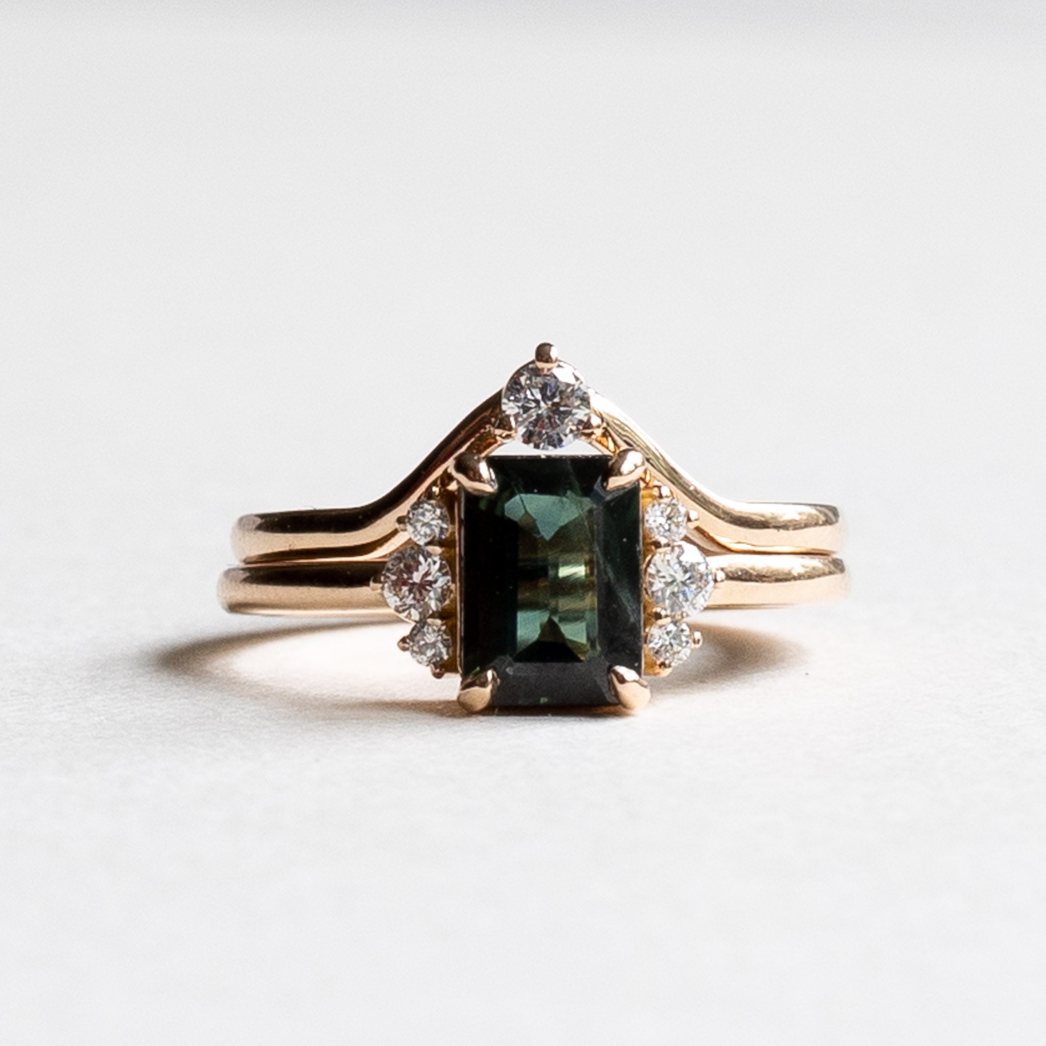 18K Rose Gold Green Sapphire Ring Set – Rose & Choc