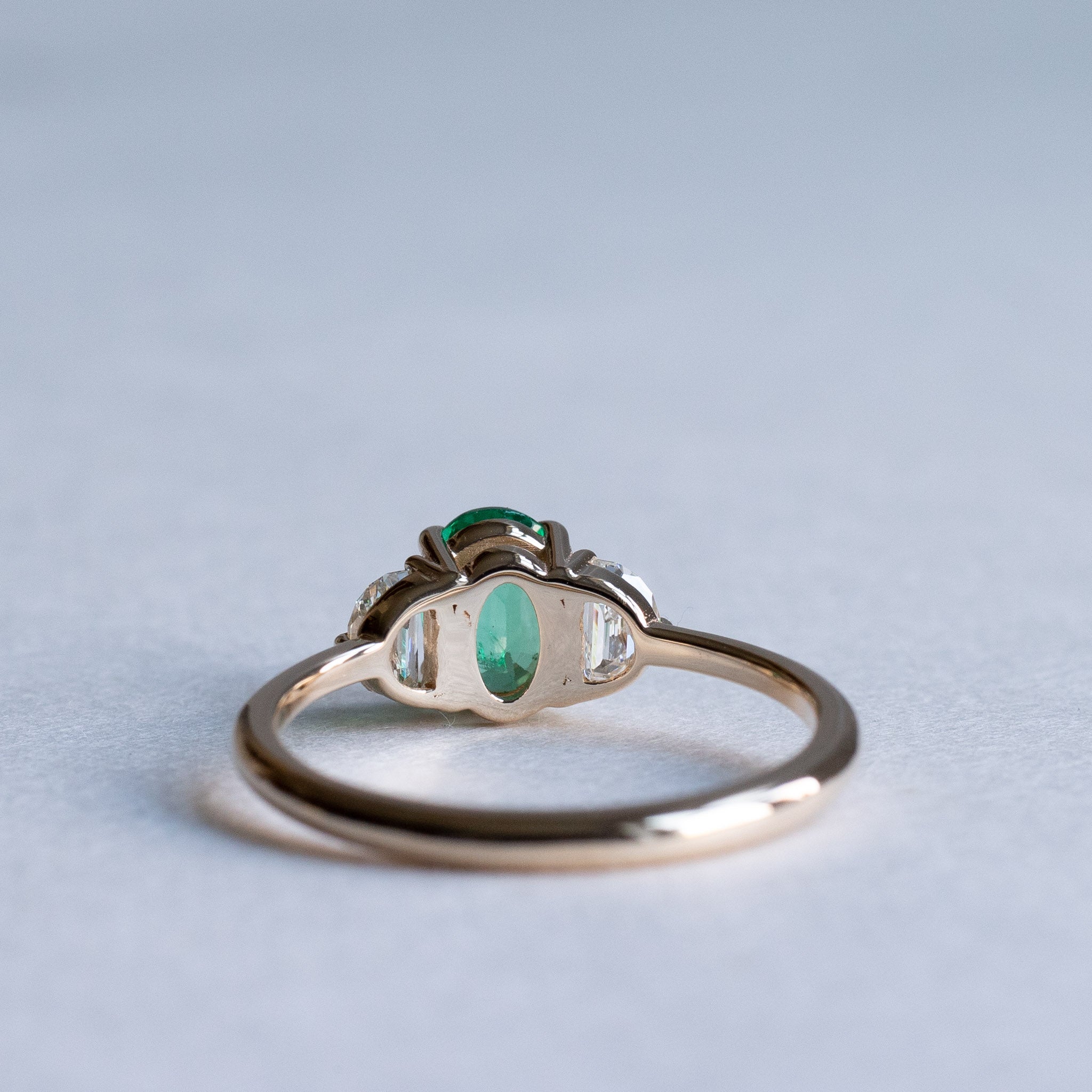 18K Emerald Diamond Trio Ring – Rose & Choc