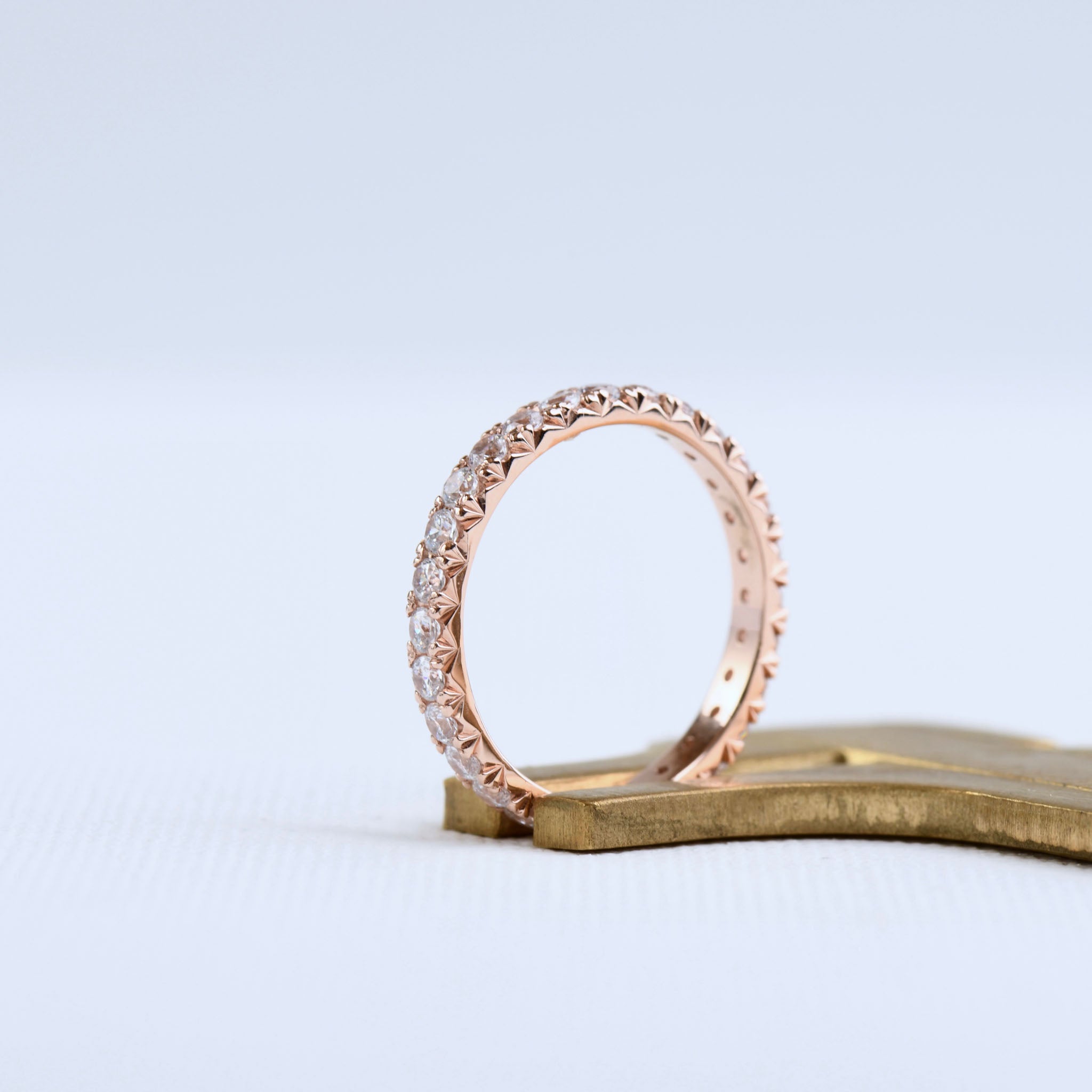 14k French Pave Diamond Band – Rose & Choc